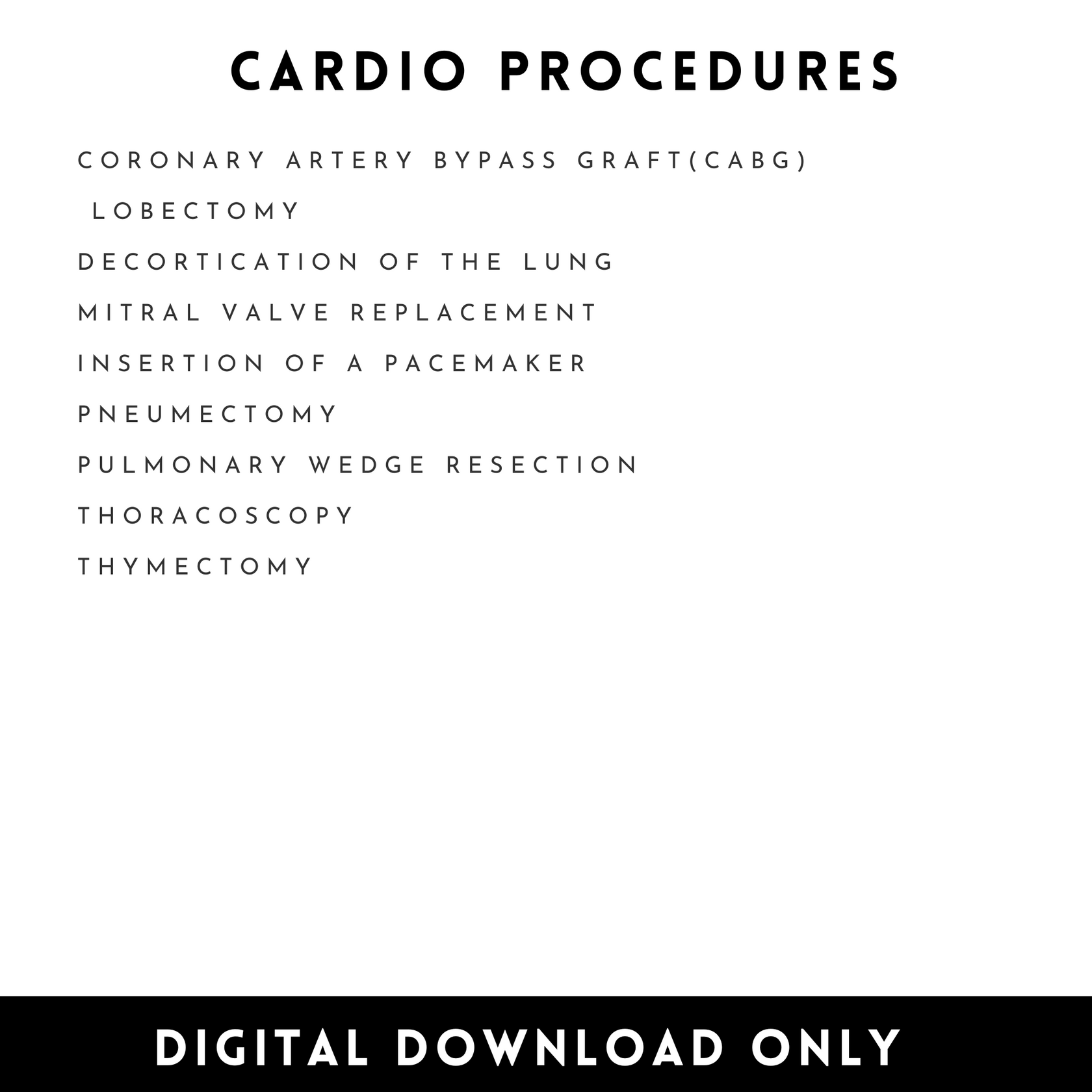 Cardiology Surgical Procedures Study Guide – Artsyclinicalguide